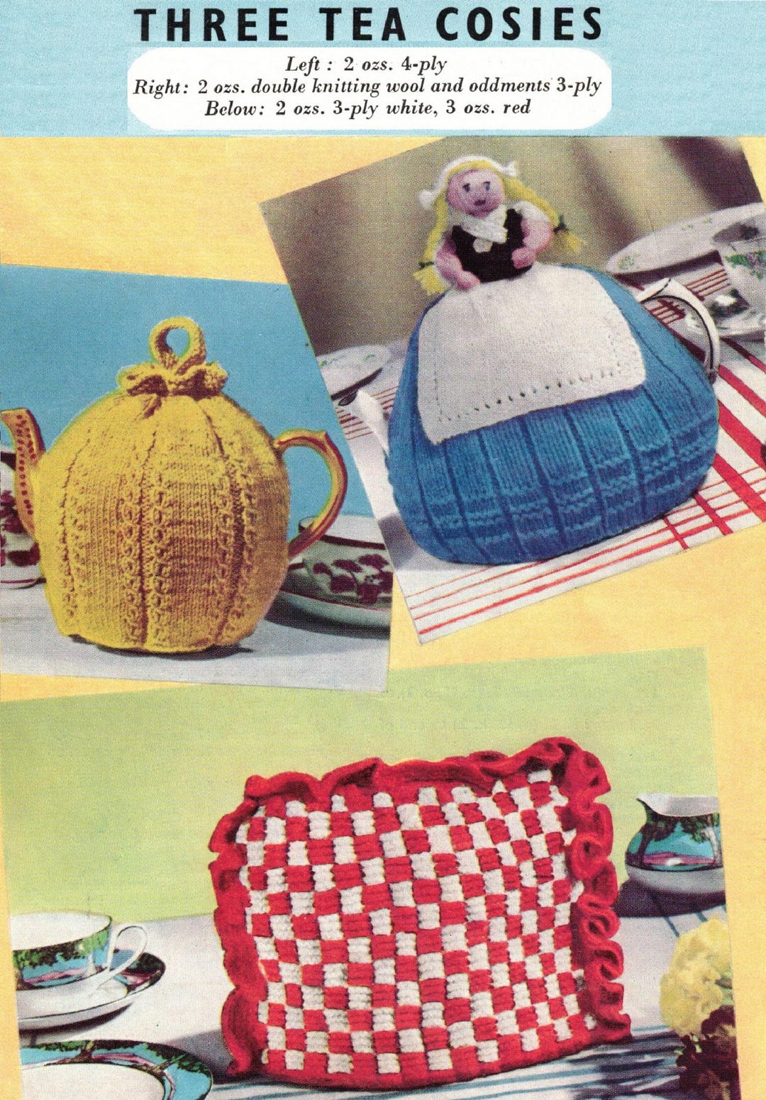 PDF 1950s Instant Digital Download, 3 Vintage Tea Cosy Patterns, by ...