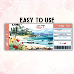 Editable Hawaii Boarding Pass Template, Surprise Trip Hawaii Ticket ...