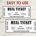 Editable Food Event Ticket Template, Meal Ticket, Printable Ticket ...
