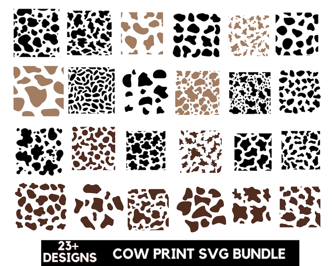 23 Cow Print Svg Png Bundle, Animal Print Svg, Cow Print Pattern, Cow ...