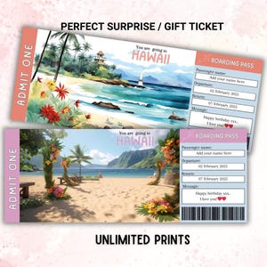 Editable Hawaii Boarding Pass Template, Surprise Trip Hawaii Ticket ...