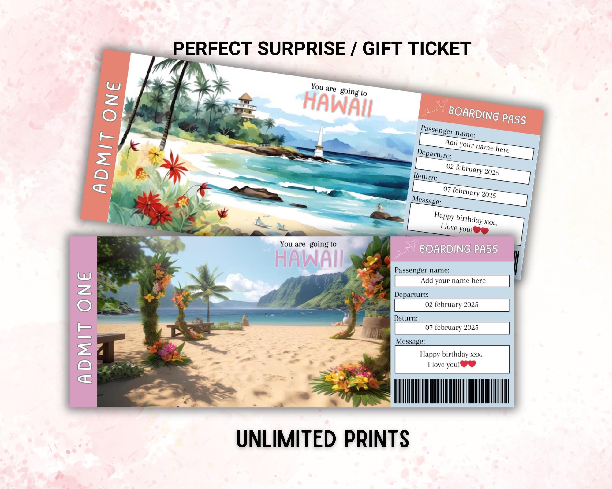 Editable Hawaii Boarding Pass Template, Surprise Trip Hawaii Ticket ...