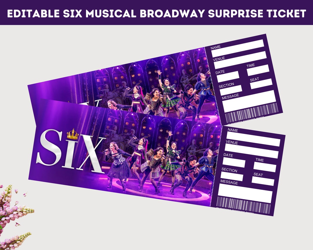 Editable Six Broadway Surprise Ticket Template, Musical Theatre Show ...