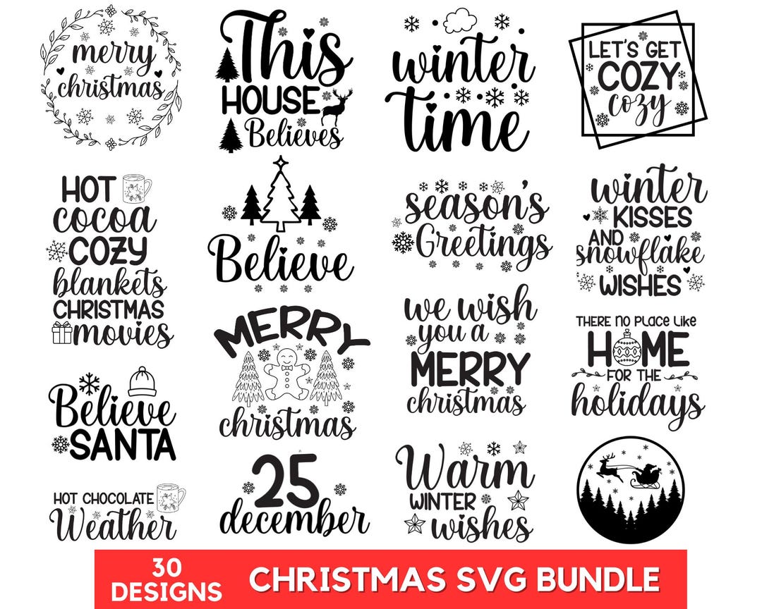 Christmas SVG Bundle: Winter Holiday Quotes (digital Download) - Etsy