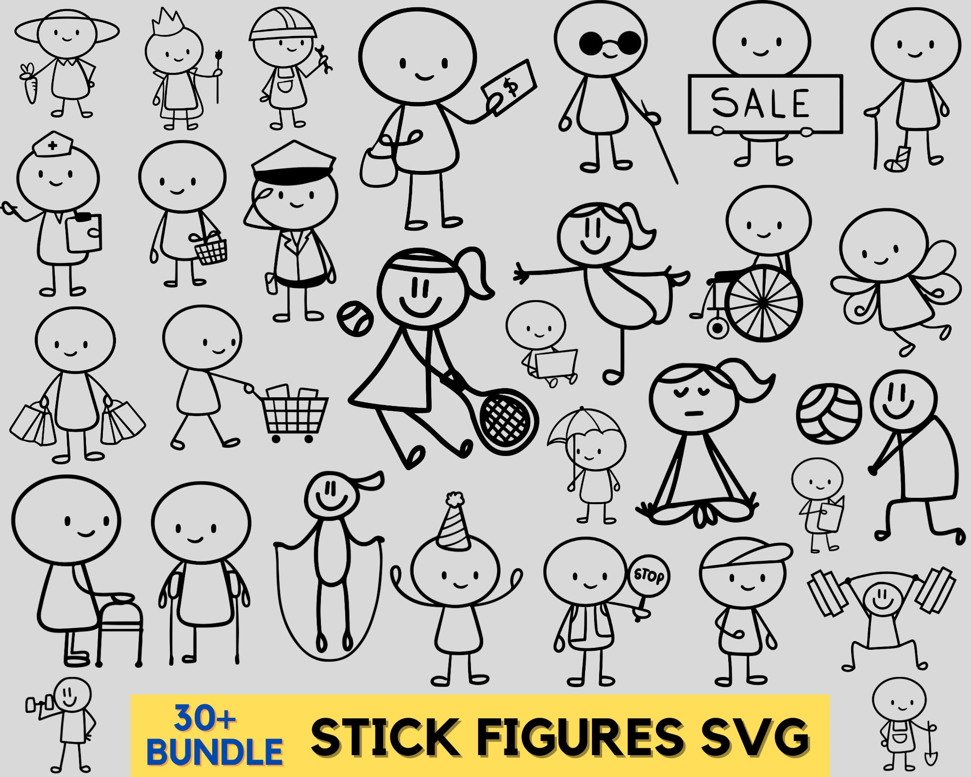 Stick Figures Svg Png Bundle, Stick People Svg, Stick Kids Svg, Stick ...