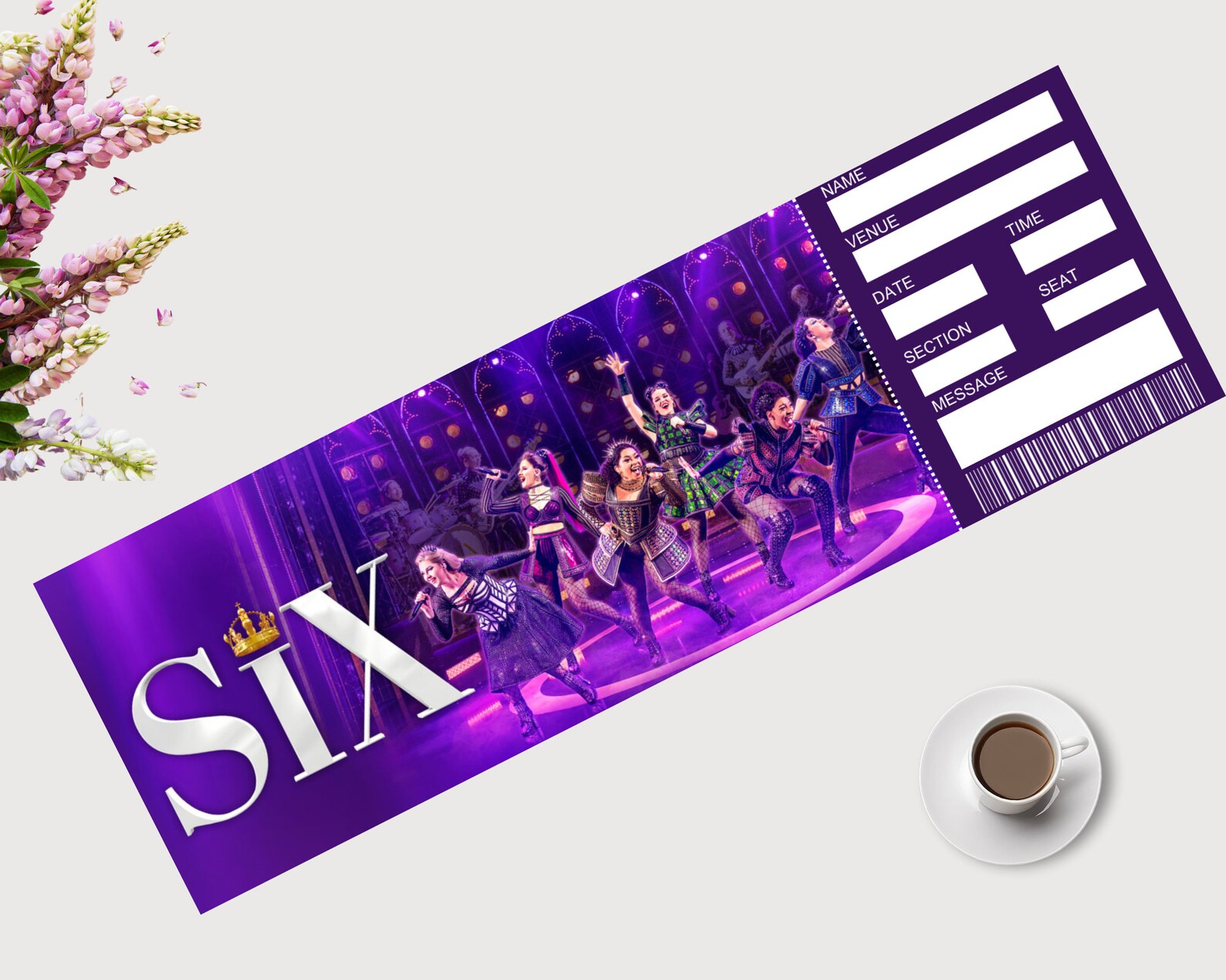 Editable Six Broadway Surprise Ticket Template, Musical Theatre Show ...