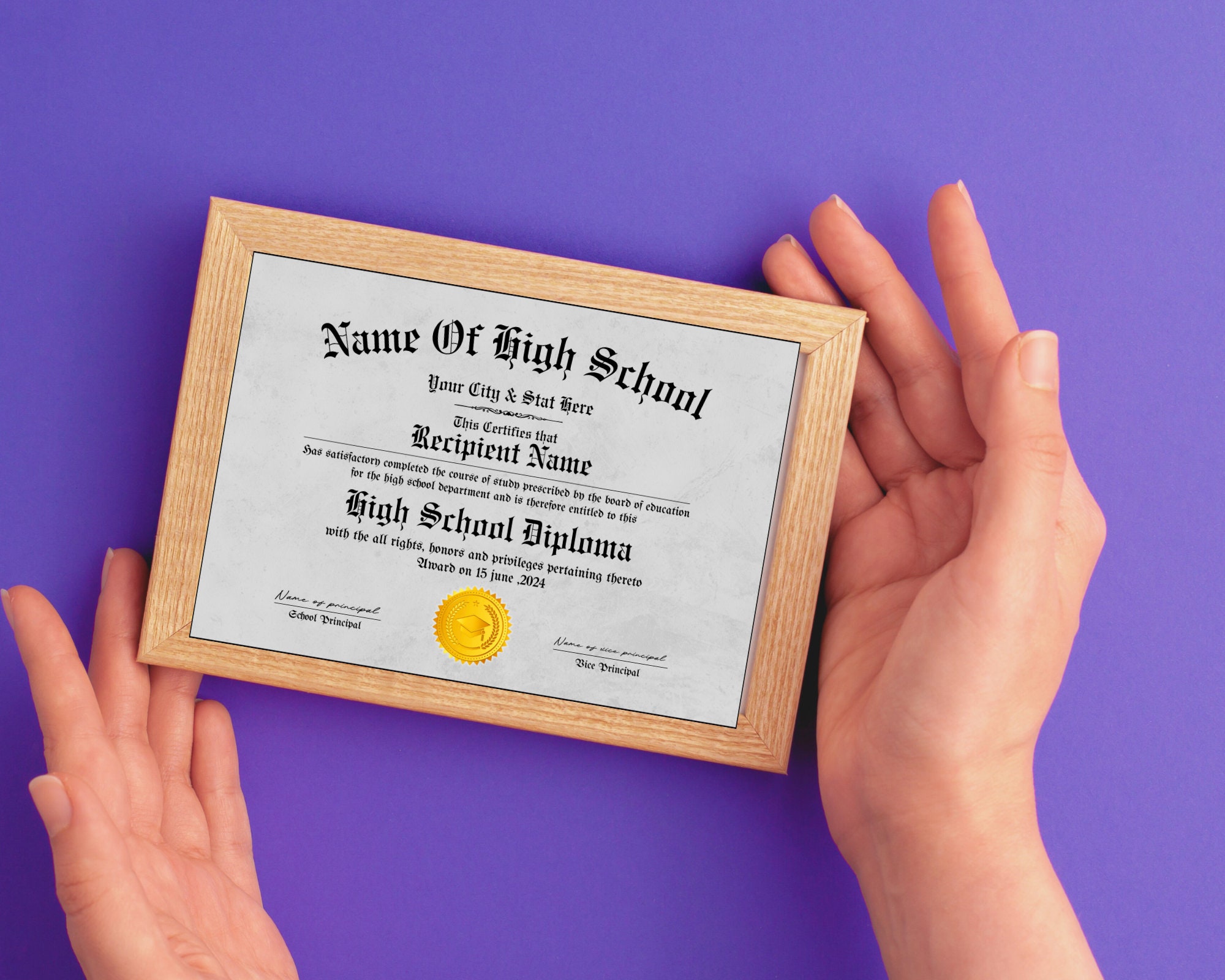 Plantilla de diploma de escuela secundaria imprimible, diploma de ...