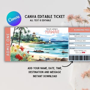 Editable Hawaii Boarding Pass Template, Surprise Trip Hawaii Ticket ...