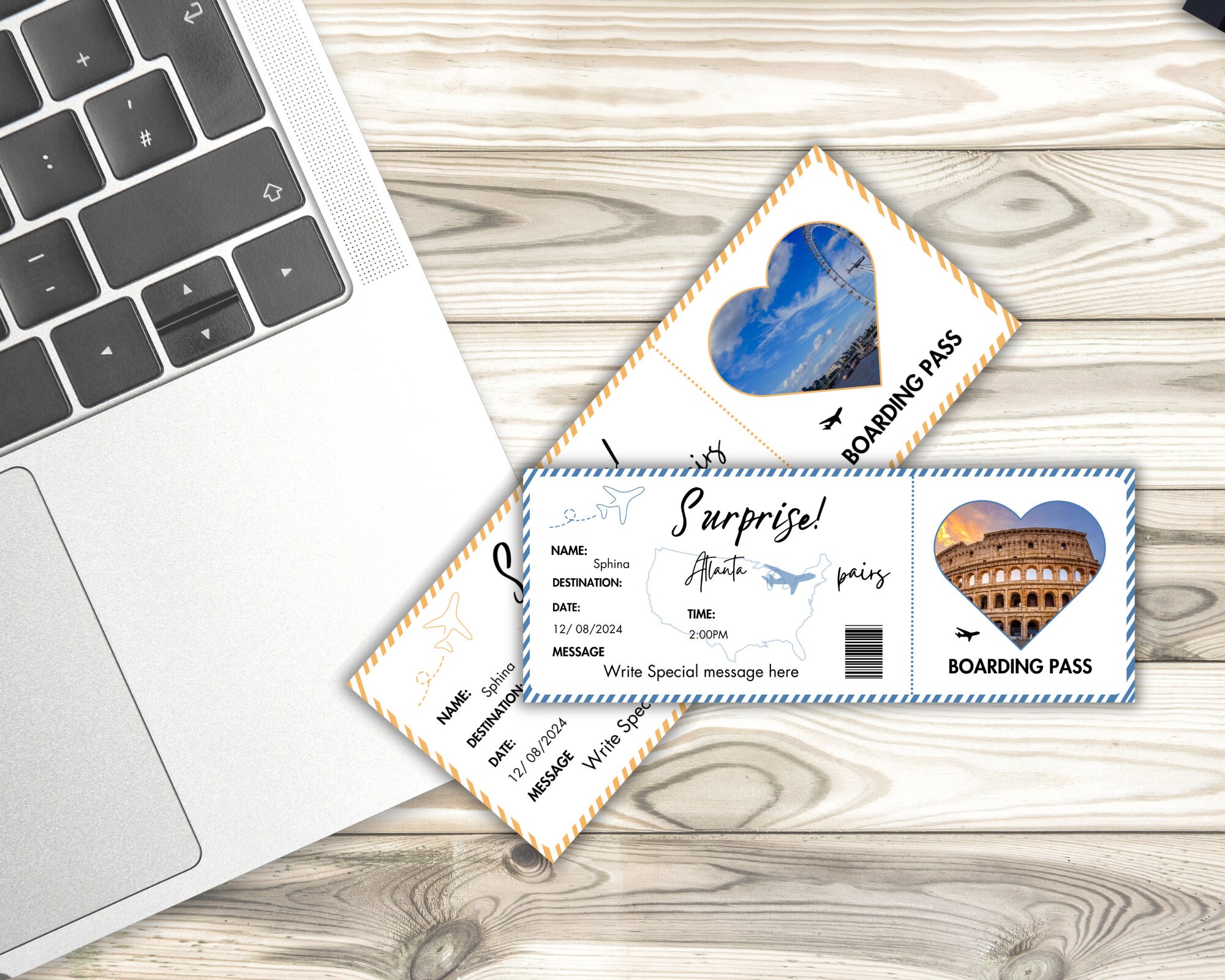 Editable Boarding Pass Template, Printable Personalized Trip Ticket ...