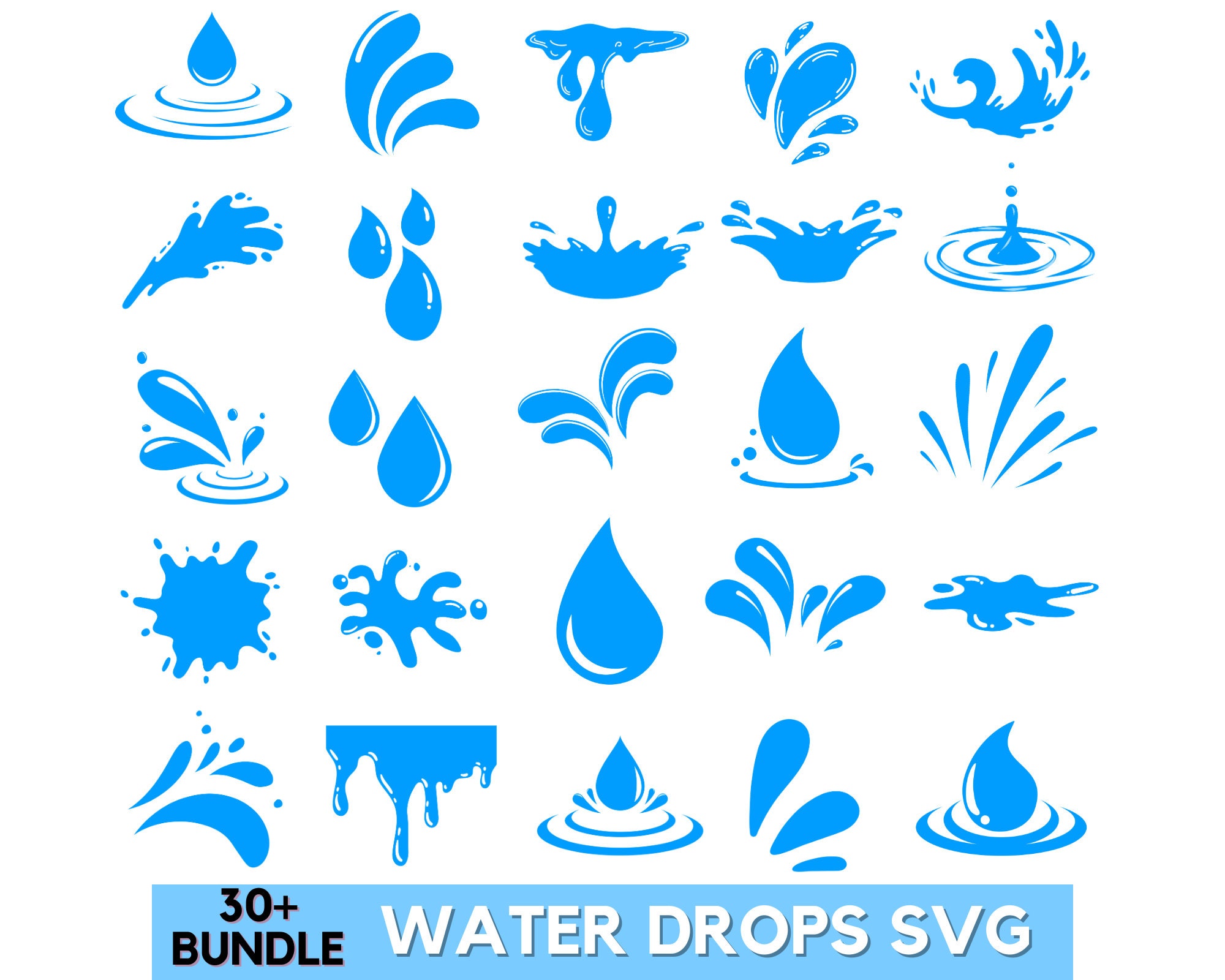 Water Drops Svg Png, Water Svg Bundle, Rain Drops Svg, Raining Svg ...