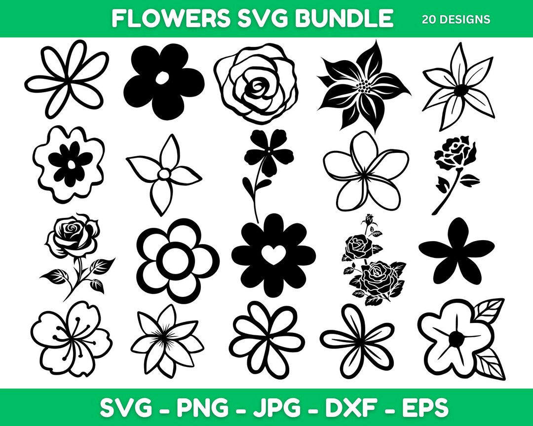 Flowers Svg Bundle, Flowers Svg, Flowers Png, Svg for Shirts, Spring ...