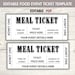 Editable Food Event Ticket Template: Printable Meal Ticket (PDF) - Etsy