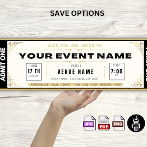 Editable Event Ticket Template: Printable Surprise Gift (instant ...
