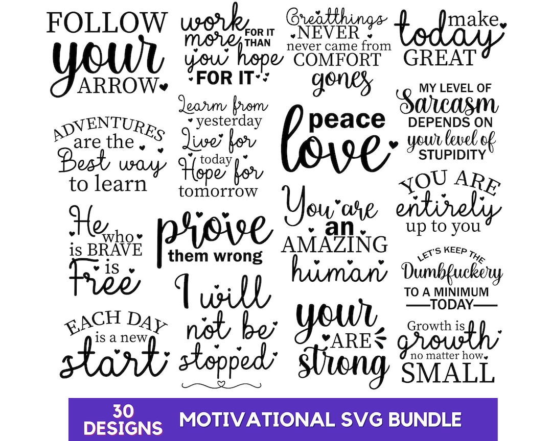 Motivational Svg Bundle, Positive Quote Svg, Affirmation Svg ...