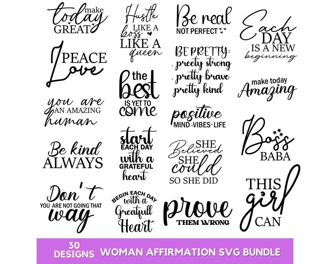 Woman Affirmation Svg Bundle, She is Me Svg, Women Empowerment Svg ...