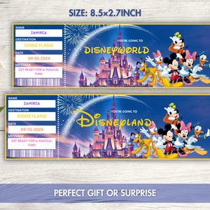 Printable Disneyland Surprise Ticket Template, Disneyworld Ticket, Gift ...