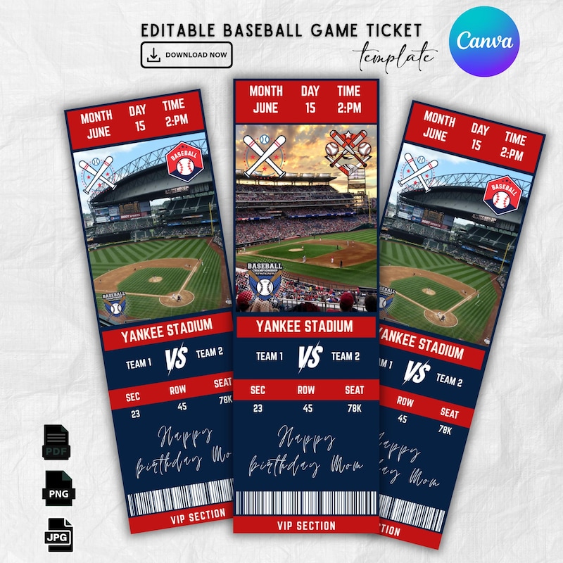 Baseball Ticket - Etsy