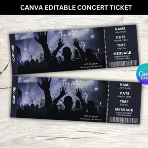 Printable Concert Ticket Template, Editable Event Ticket, Custom ...