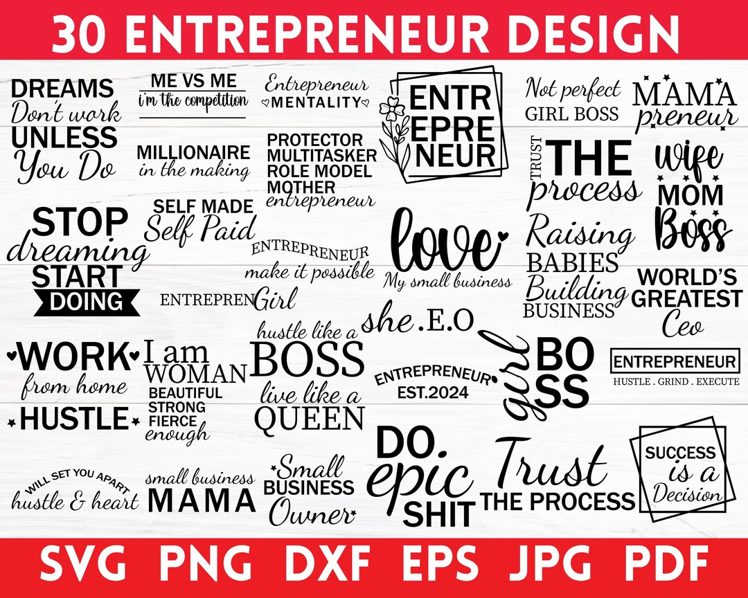 30 Entrepreneur Svg Png Bundle, Small Business Owners Svg, Motivational ...