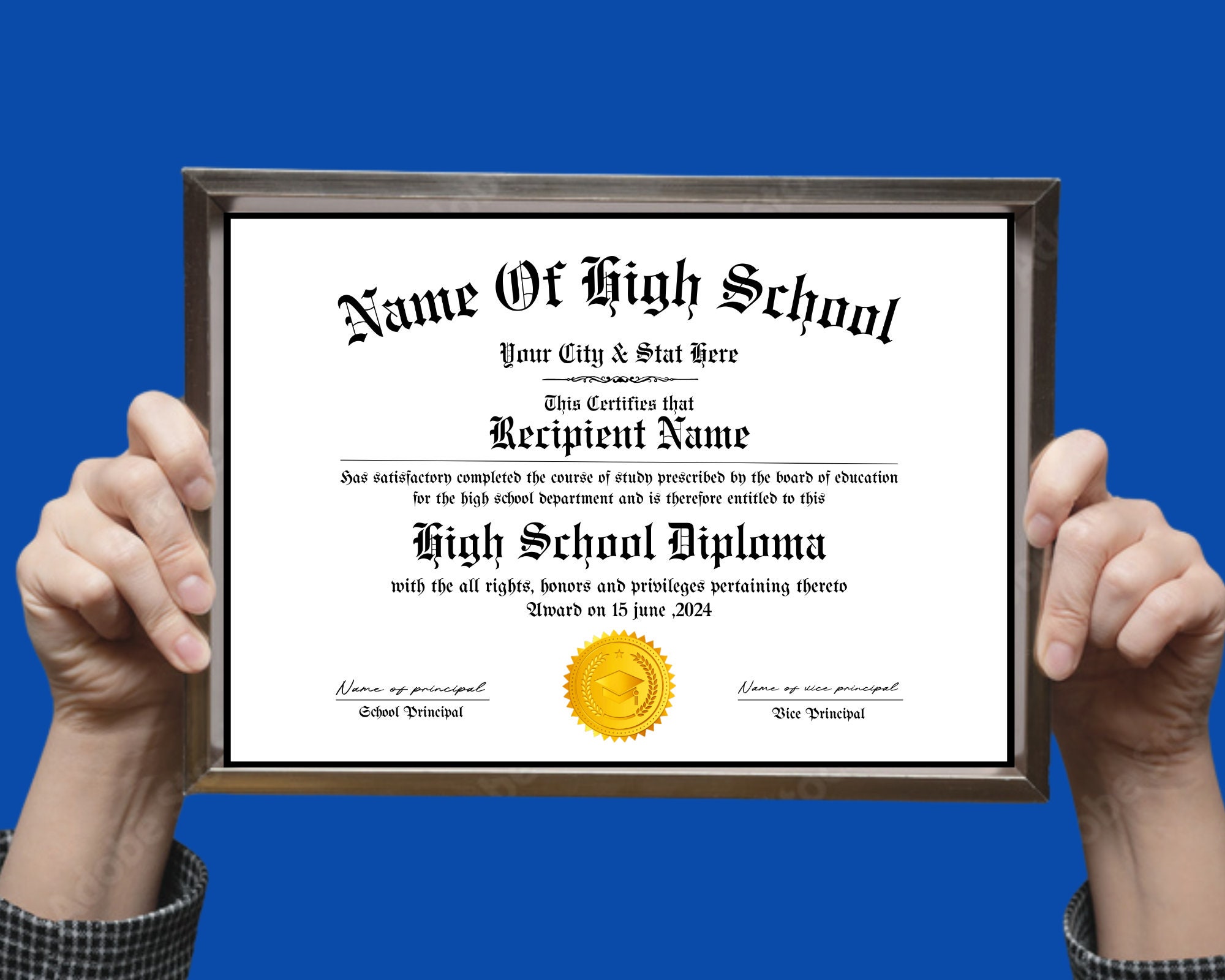 Editable High School Diploma Template, High School Diploma, Diploma ...
