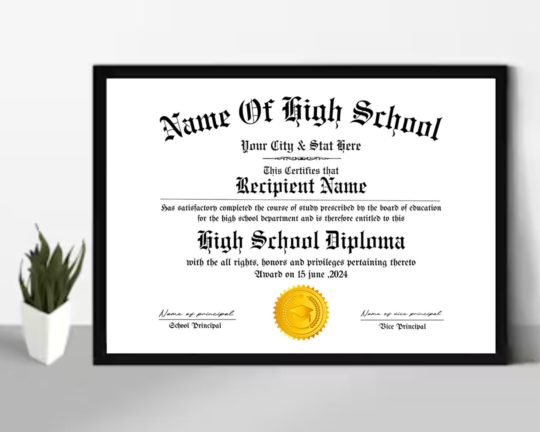 Editable High School Diploma Template, High School Diploma, Diploma ...