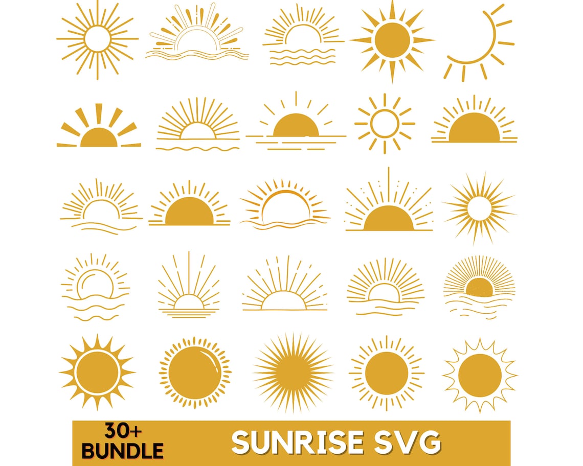 Sunrise SVG PNG Clipart Bundle: Cricut Cut Files (instant Download) - Etsy