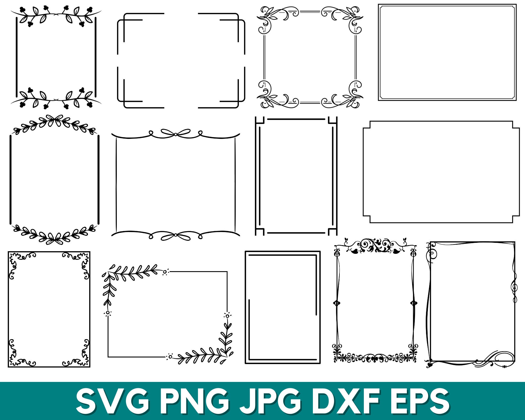 Rectangle Frame Svg Png Bundle, Frames Silhouette, Rectangle Frame Png ...