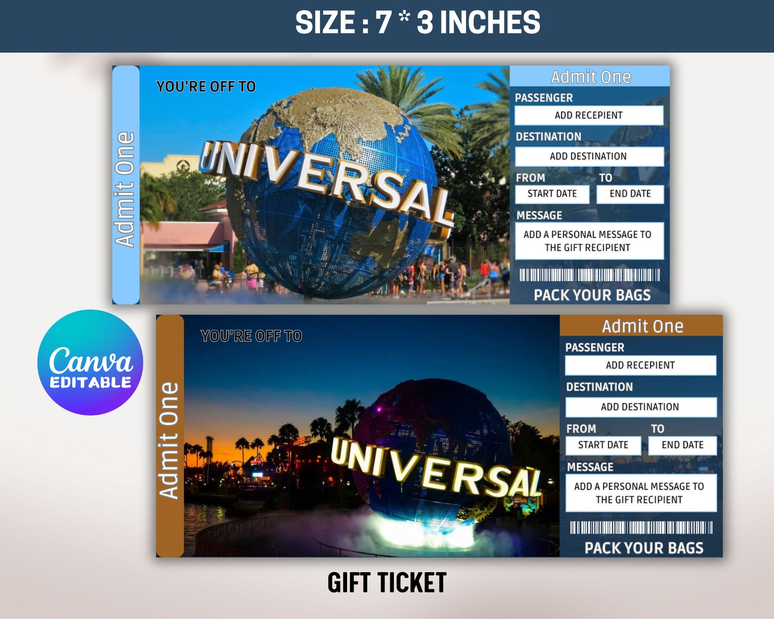 Universal Studios Trip Ticket: Surprise Boarding Pass (canva Editable ...