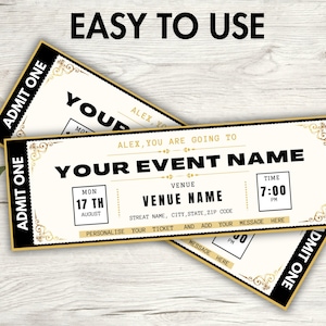 Editable Event Ticket Template: Printable Surprise Gift (instant ...