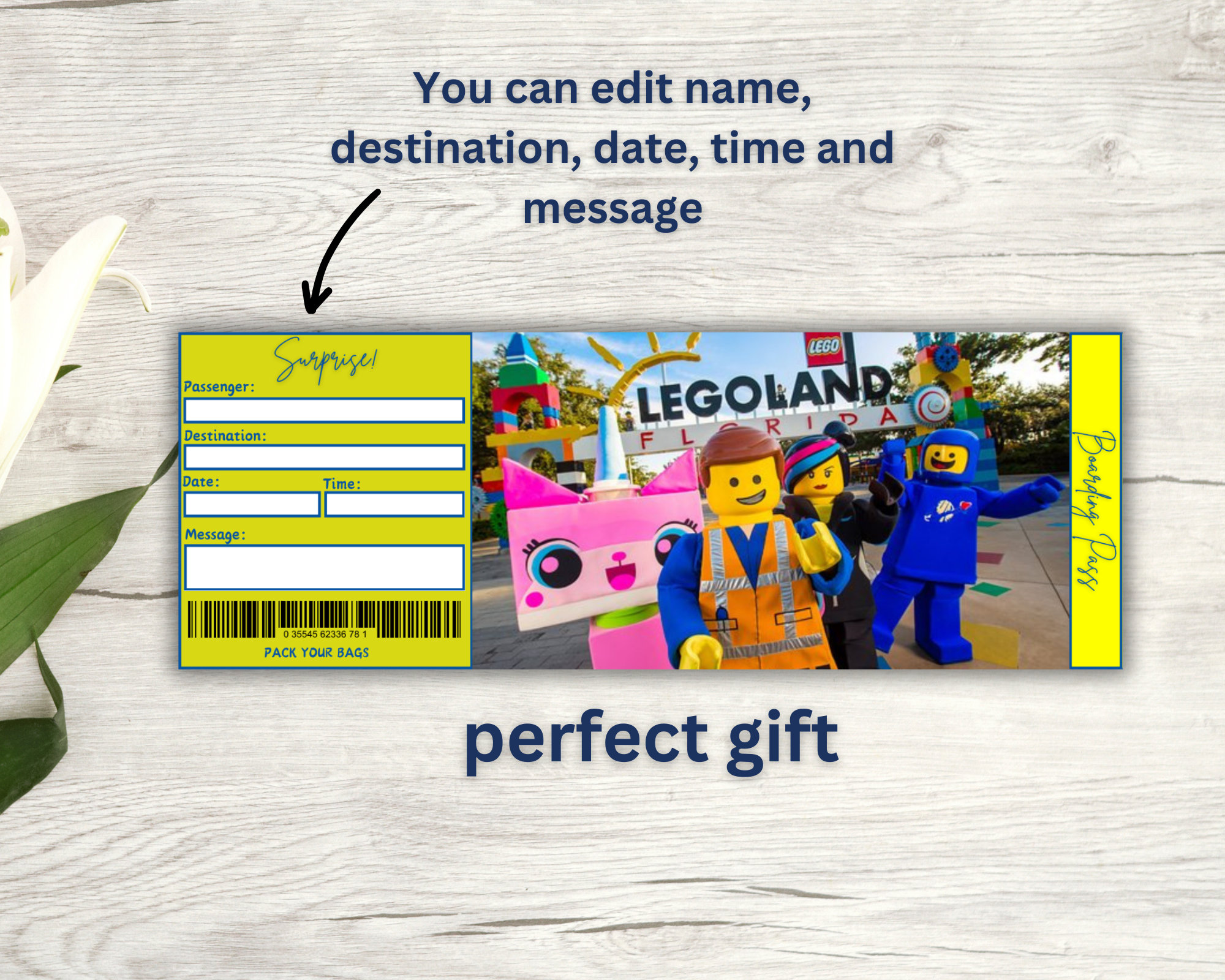Printable Legoland Park Surprise Ticket Template, Vacation Trip Ticket ...