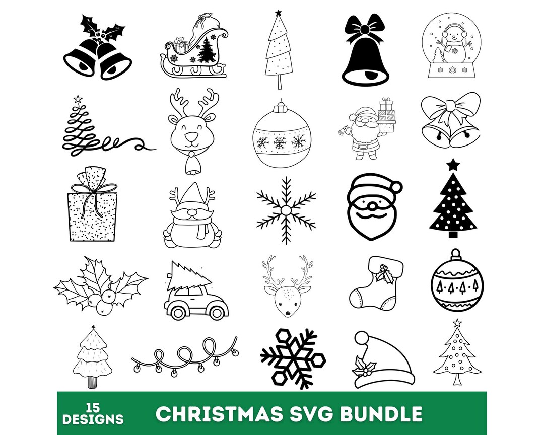 Christmas Svg Bundle, Christmas Elements Svg, Christmas Doodles Svg ...