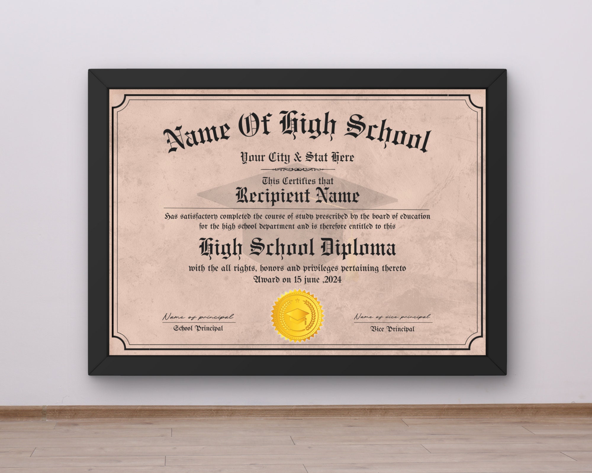 Printable High School Diploma Template, Home School Diploma, High ...