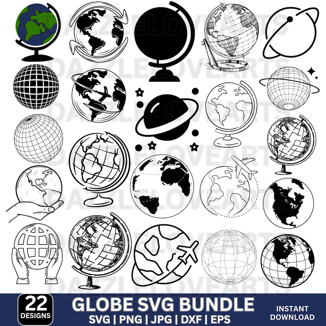 Globe SVG Bundle, World Map Clipart (instant Download) - Etsy