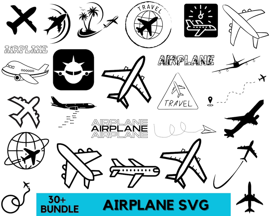 30 Airplane Svg Bundle, Airplane Png, Airplane Cut File, Svg Files for ...