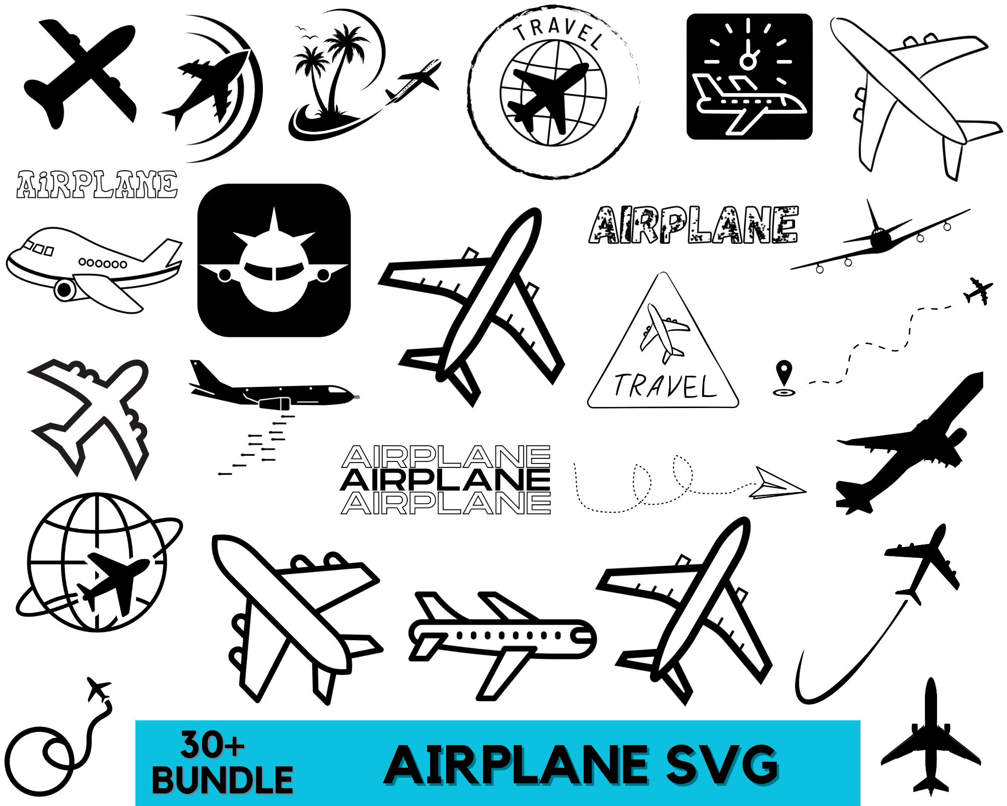 30 Airplane Svg Bundle, Airplane Png, Airplane Cut File, Svg Files for ...