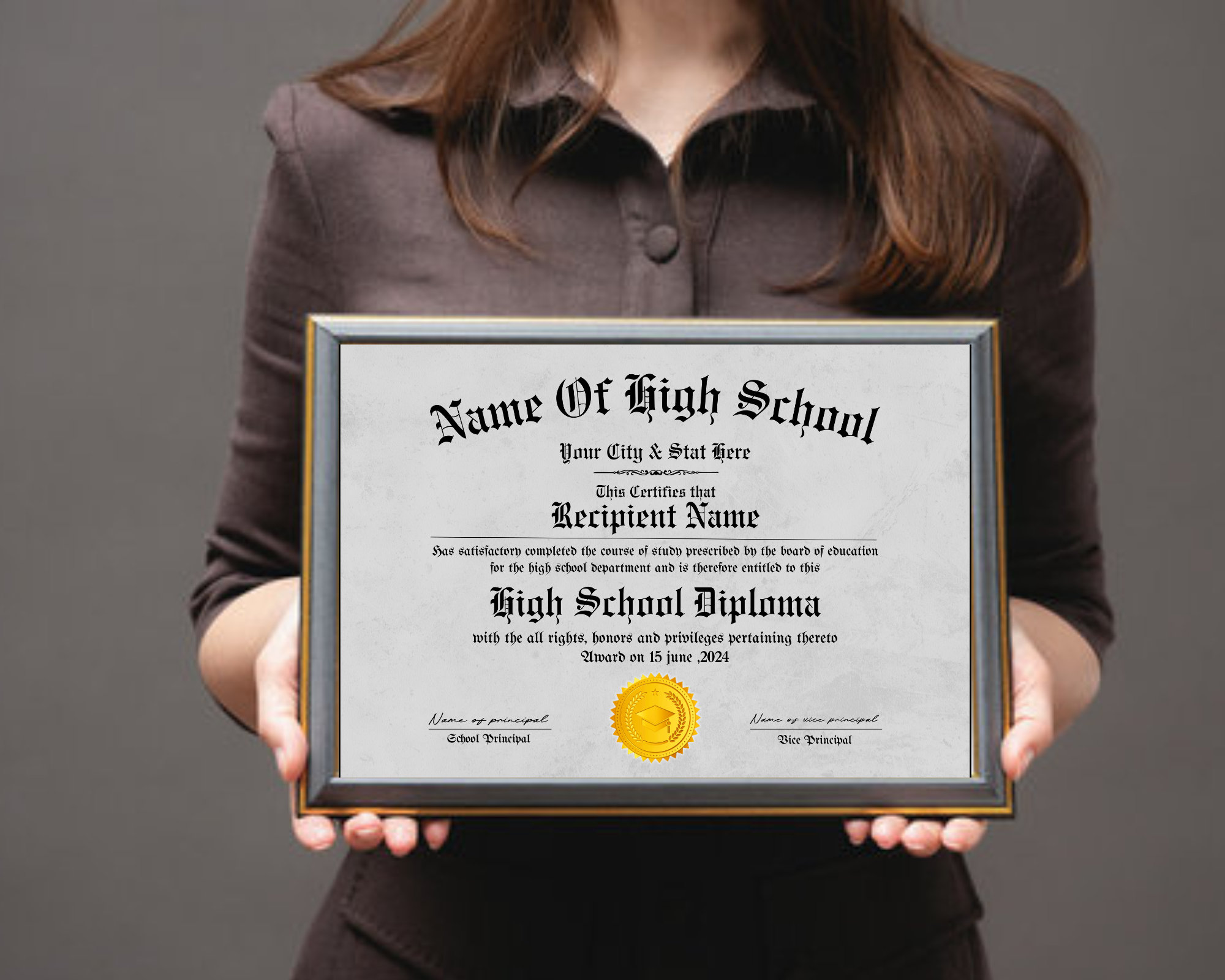 Plantilla de diploma de escuela secundaria imprimible, diploma de ...