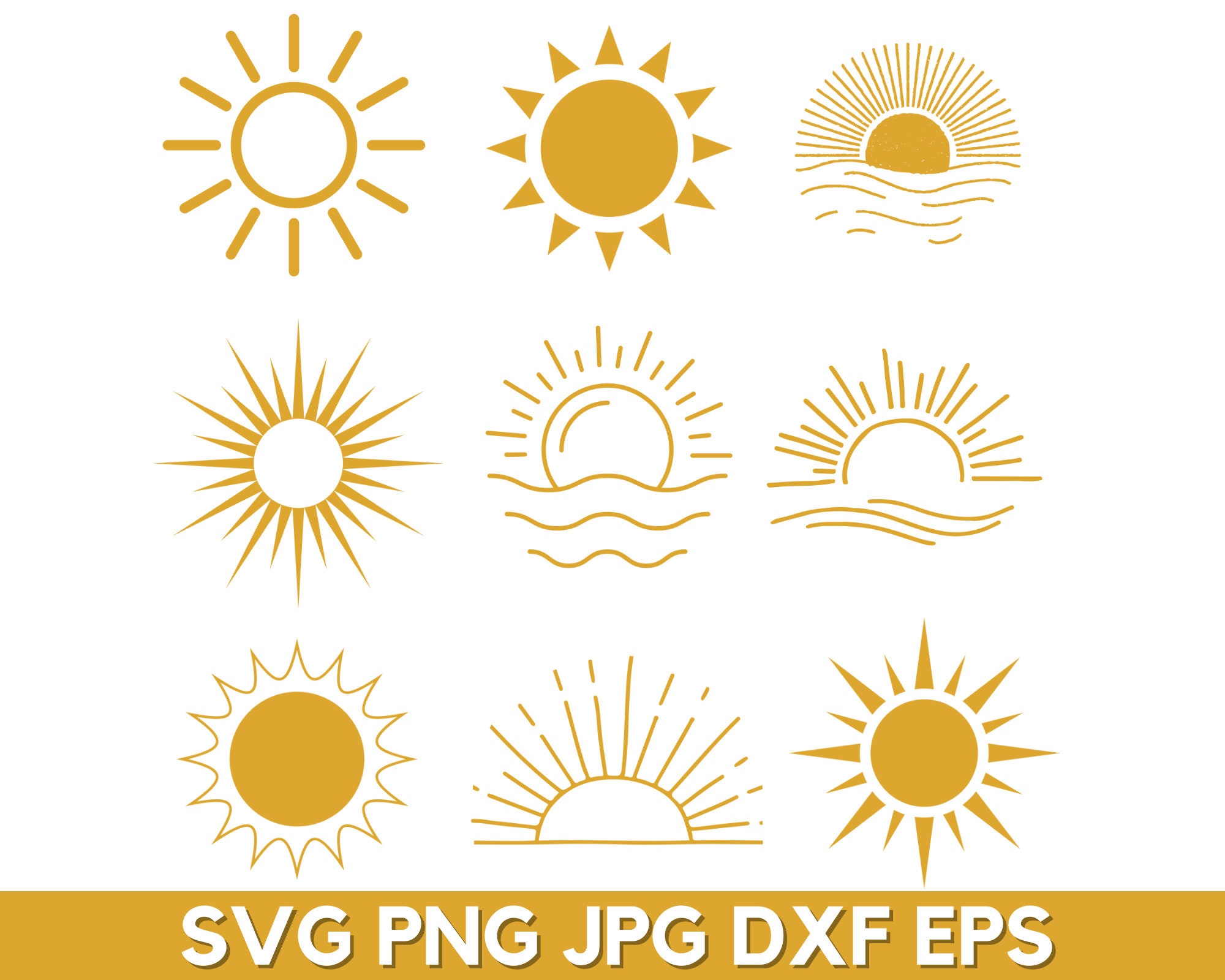 Sunrise SVG PNG Clipart Bundle: Cricut Cut Files (instant Download) - Etsy