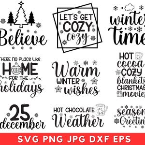 Christmas SVG Bundle: Winter Holiday Quotes (digital Download) - Etsy