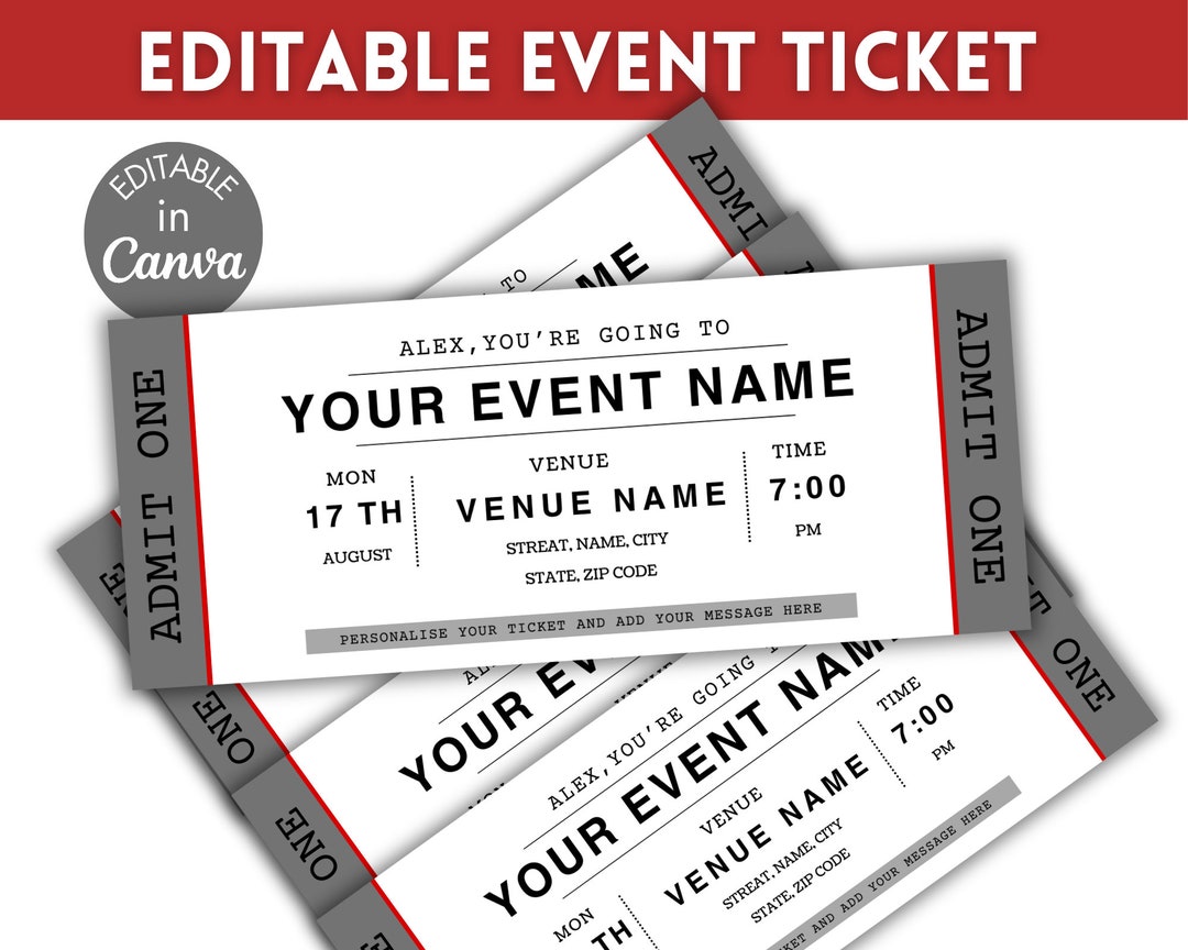 Printable Editable Ticket Template Free Word - Templates FREE