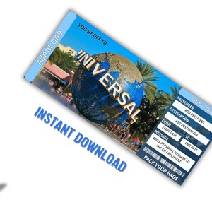 Universal Studios Trip Ticket: Surprise Boarding Pass (canva Editable ...