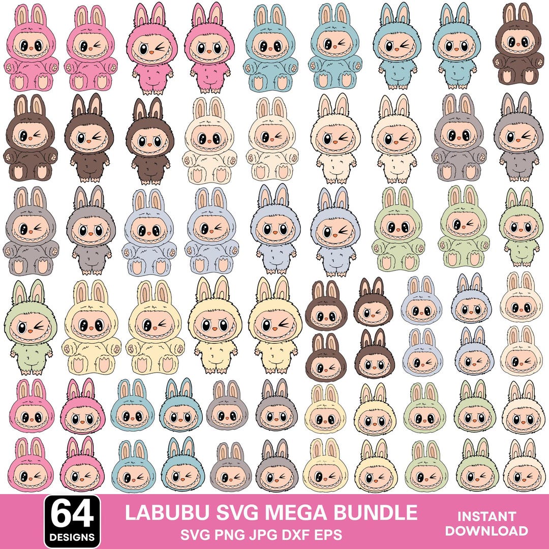 64 Labubu Designs Mega Svg Png Bundle, Labubu Svg, Labubu Clipart, T ...