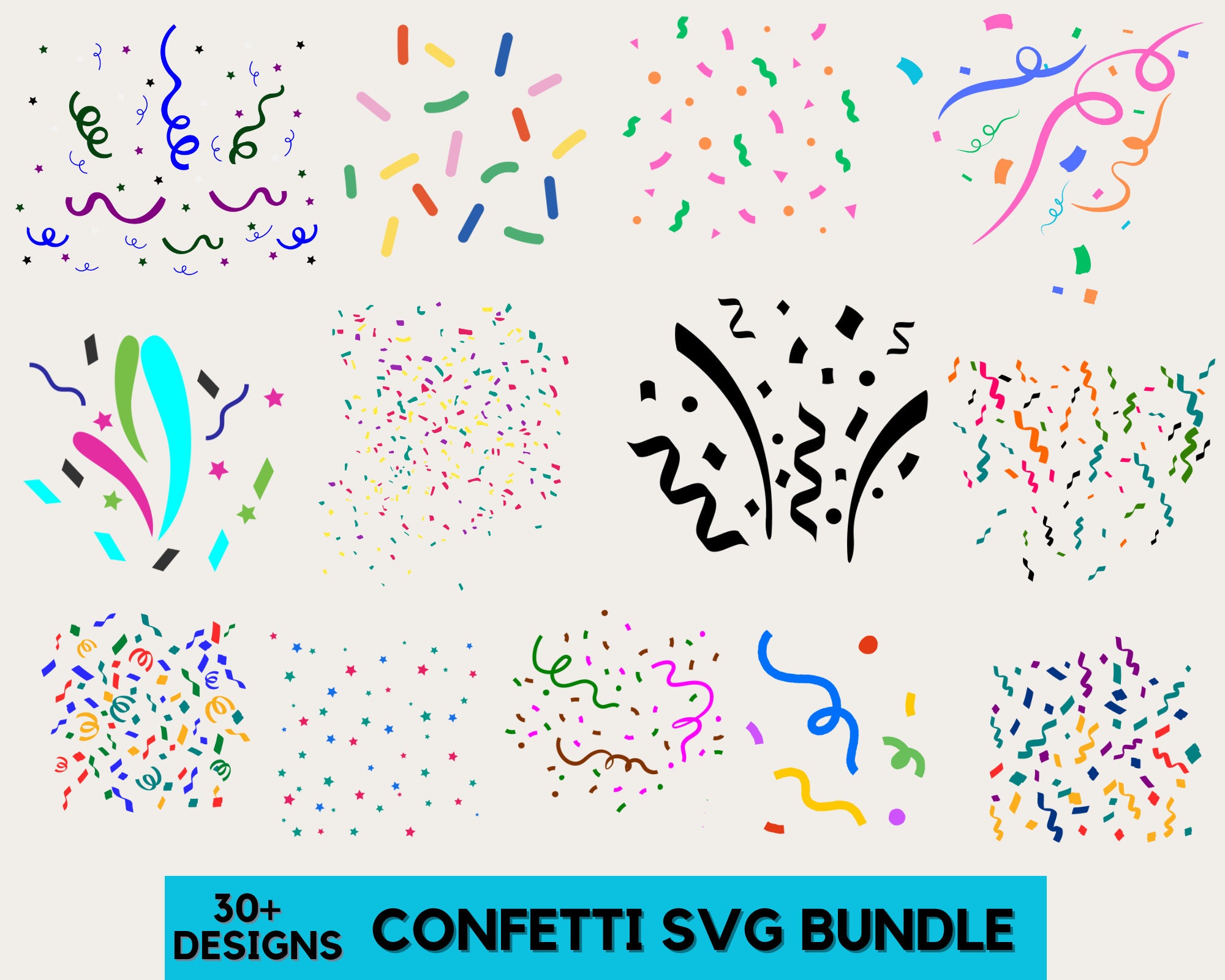 30 Designs Confetti Svg Bundle, Birthday Svg, Confetti Png, Confetti ...