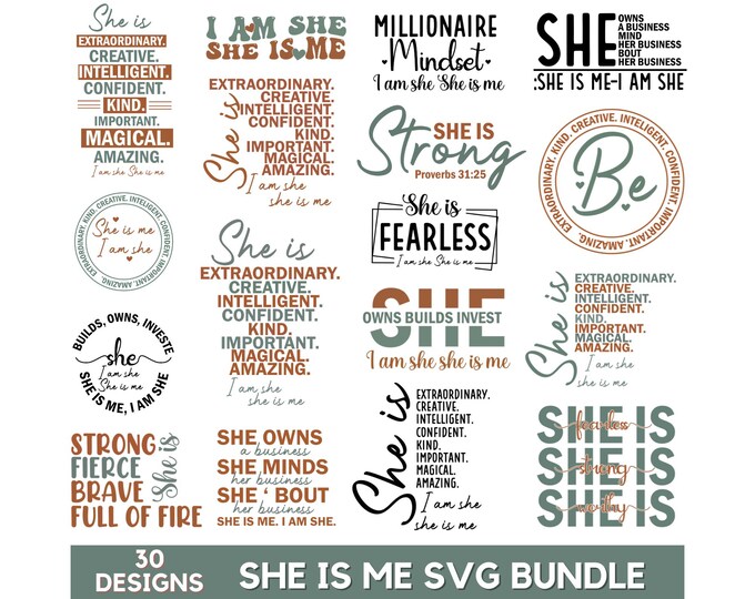 40 Woman Affirmation SVG Bundle, She is Me SVG, Women Empowerment ...