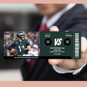 Customizable Football Ticket: Surprise Gift, Canva Template (instant ...