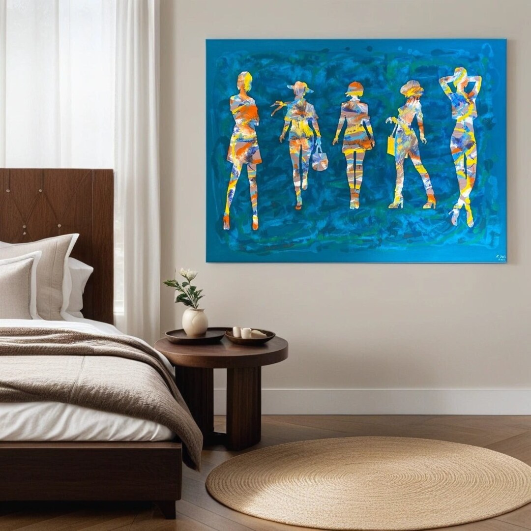 Blue Abstract Painting on Canvas, Handmade Acrylic Painting, Abstract ...