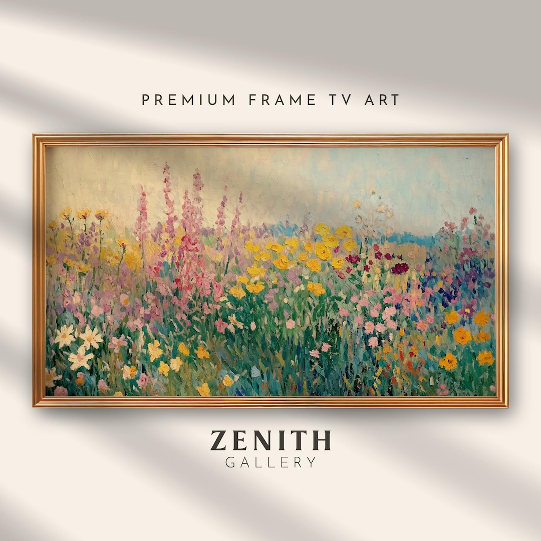 Frame TV Art Spring Wildflowers Textured Colorful Background for ...