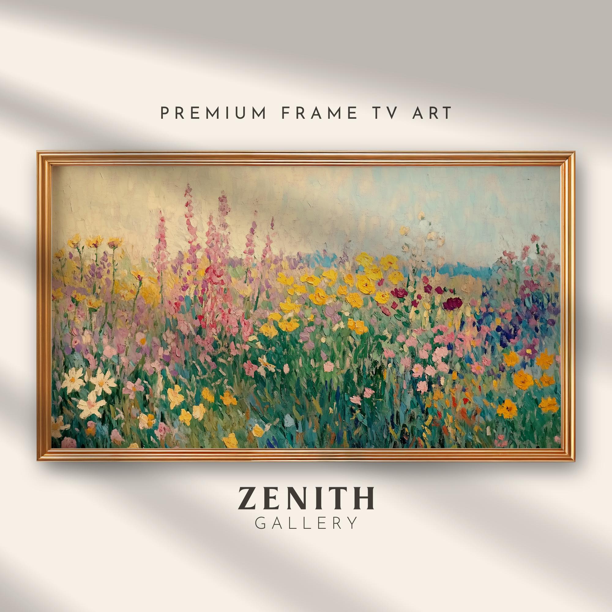 Frame TV Art Spring Wildflowers Textured Colorful Background for ...