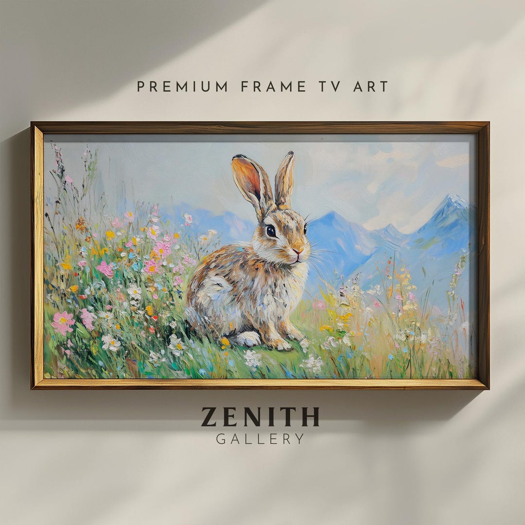 Easter Bunny Frame TV Art Spring Rabbit Painting Vintage Easter TV Art ...