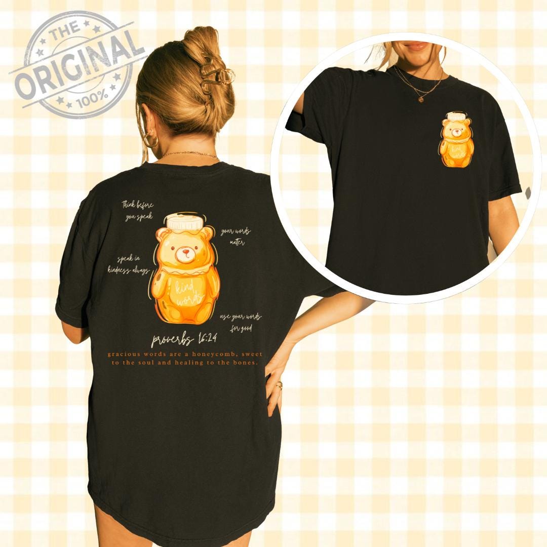 Honey Bear Proverbs 16:24 PNG | Christian Bible Verse Design (digital ...