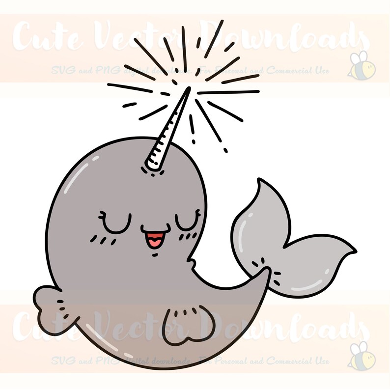 Cute Kawaii Narwal Under the Sea Themed Vector Download in Colour and ...